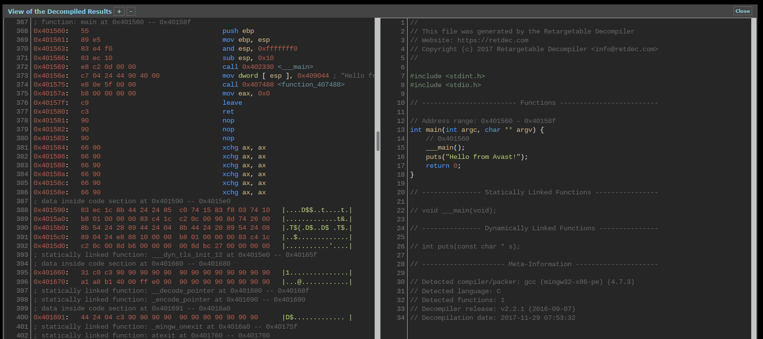 Avast open-sources its machine-code decompiler