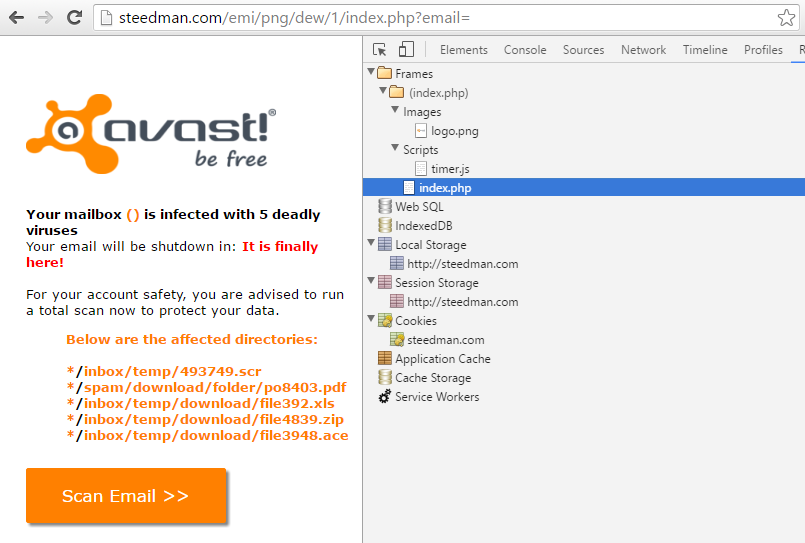 The newest phishing spam: “Security Alert!!!”